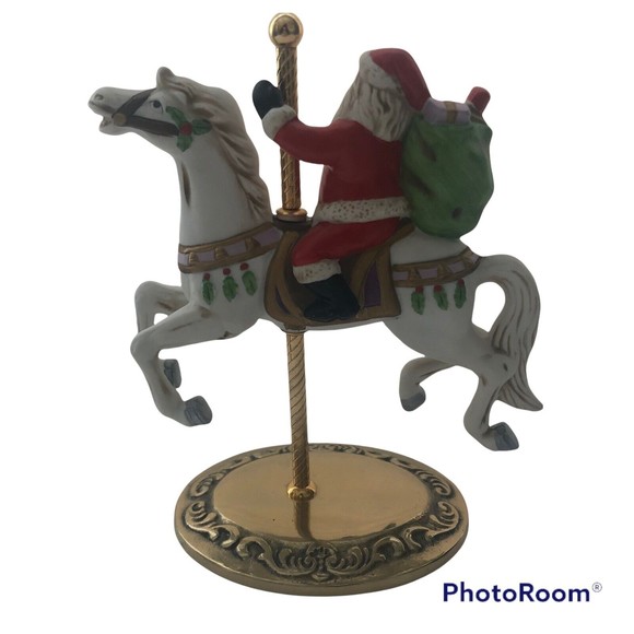 Home Interiors | Holiday | Vintage Santa Riding Carousel Horse Figurine ...